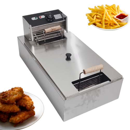 Electric Deep Fryer Single Tank wooden handle – Machinebay